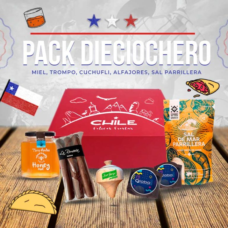 Pack Dieciochero con productos chilenos - Globo Marketing